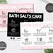 Bath Salts Care Card, Printable Bath Soak Epsom Salt Instructions Cards ...