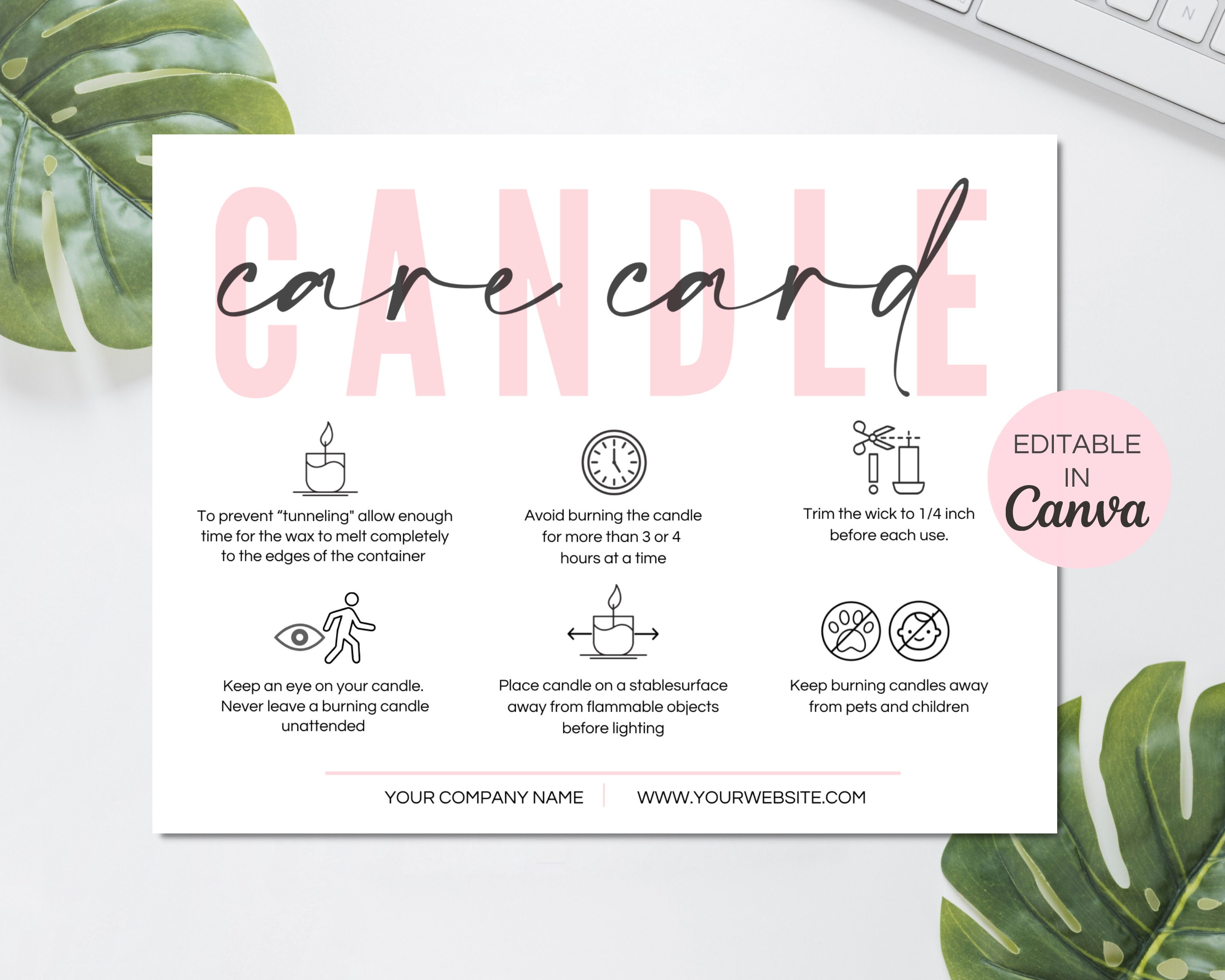 Candle Care Card Template Editable Candle Care Instructions - Etsy