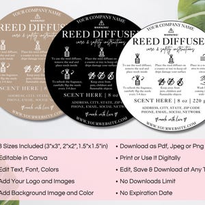 Editable Reed Diffuser Warning Label Template, Printable Reed Diffuser ...