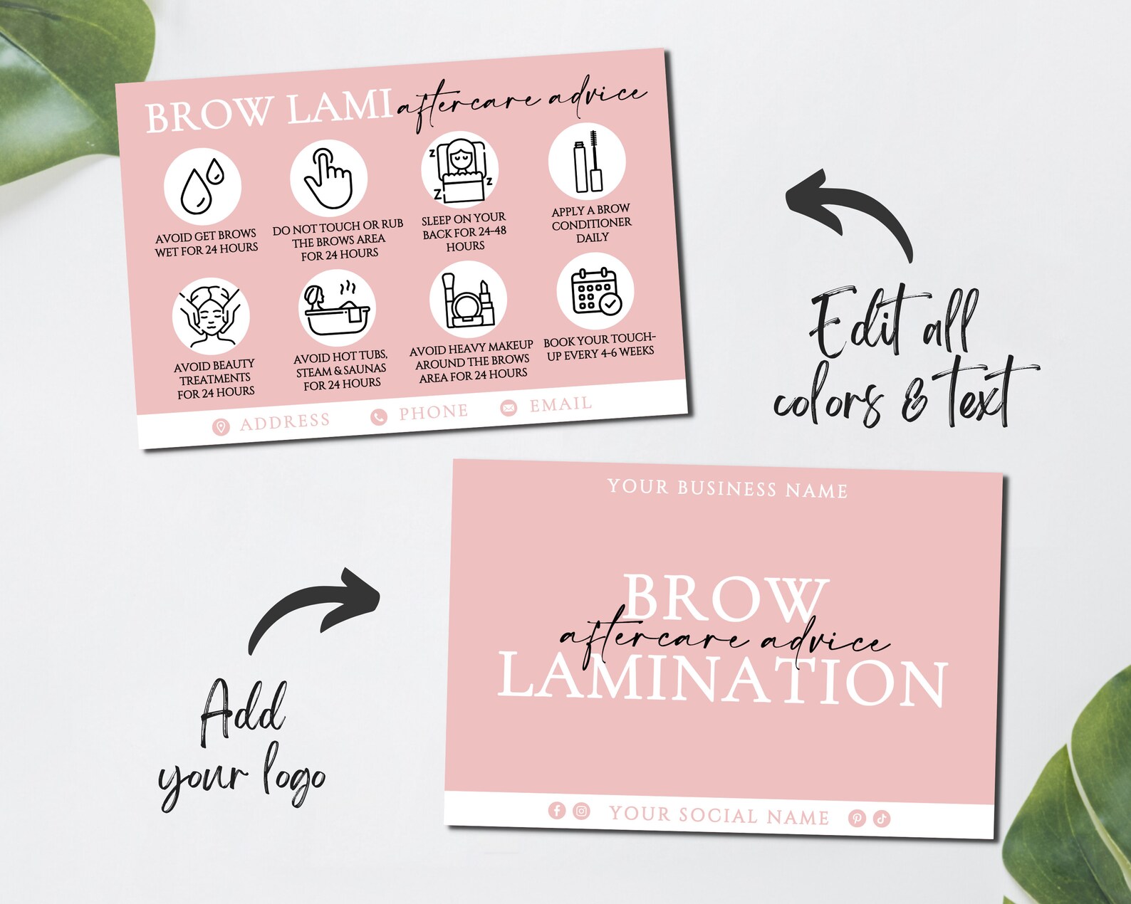 Brow Lamination Aftercare Cards, Printable Brows Lami Instructions ...