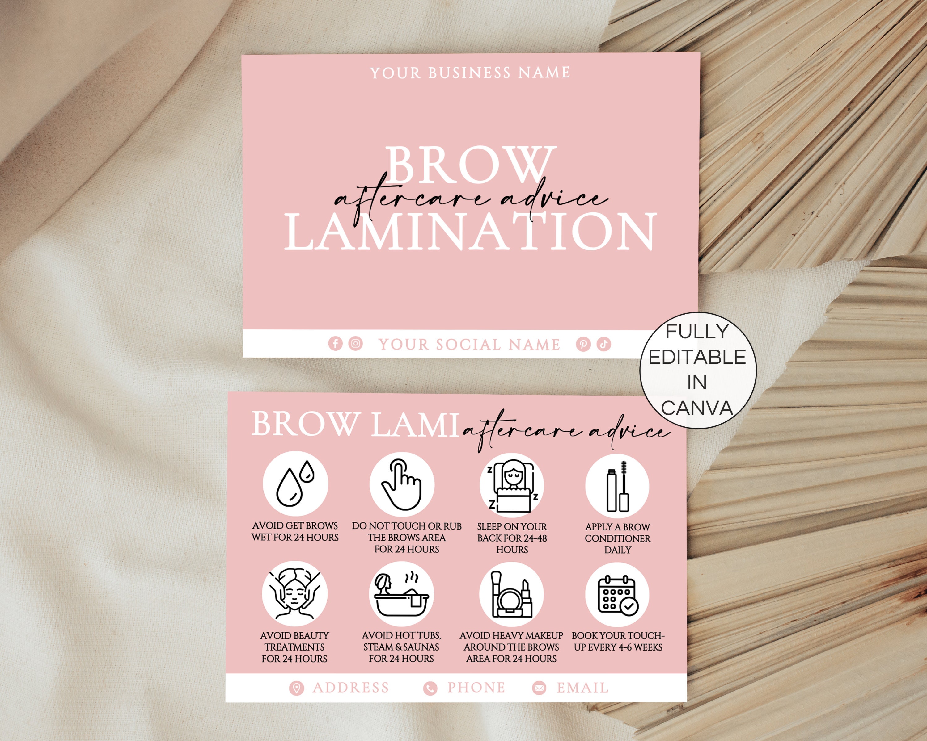 Brow Lamination Aftercare Cards, Printable Brows Lami Instructions ...
