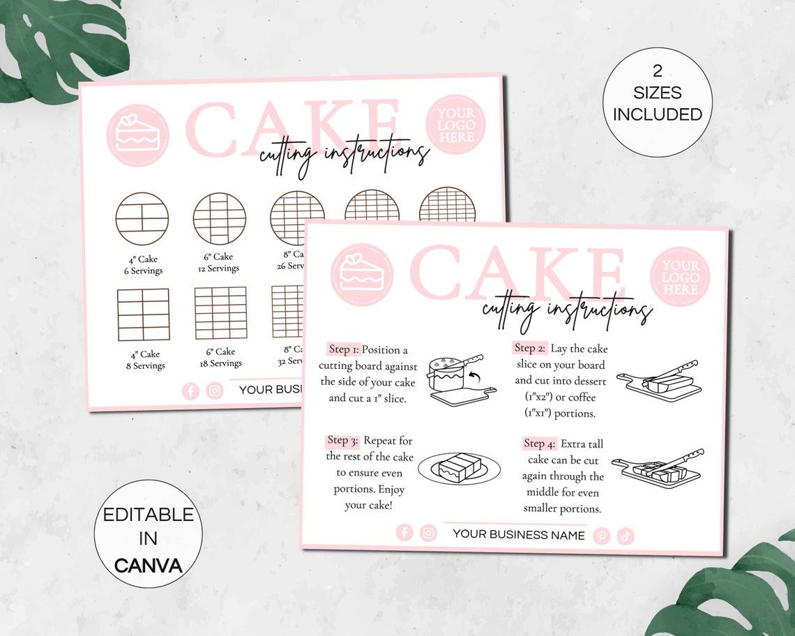 Editable Cake Cutting Guide Cards Template, Printable Cakes Cutting ...