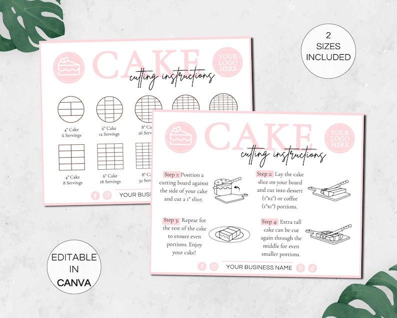 Editable Cake Cutting Guide Cards Template, Printable Cakes Cutting ...