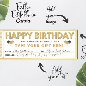 Editable Birthday Gift Certificate Template, Printable Birthday Gift ...