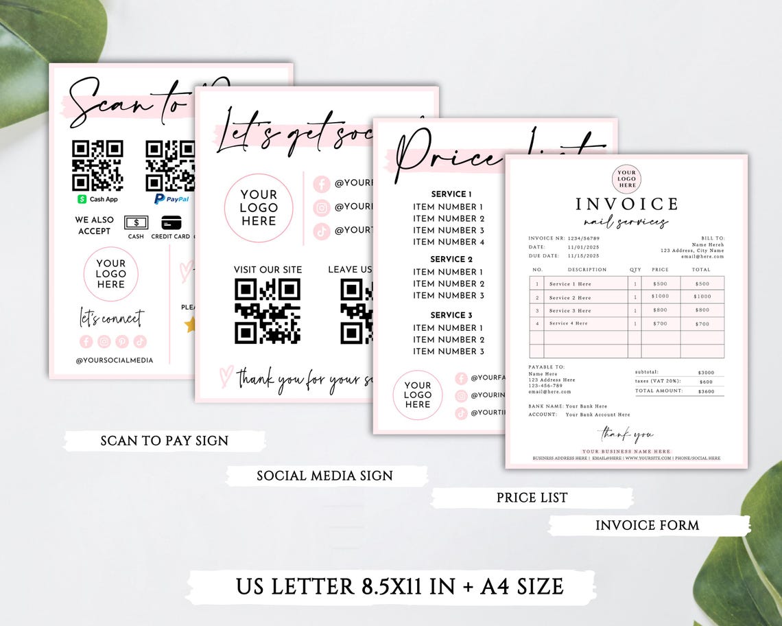 Nail Consent Form, Editable Nails Business Bundle, Nails Aftercare Card ...