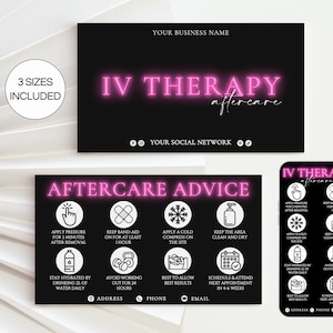IV Therapy Aftercare Cards, Editable IV Hydration Care Card, Printable ...