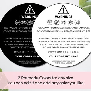 Editable Room Spray Warning Label Canva Template, Printable Spray ...