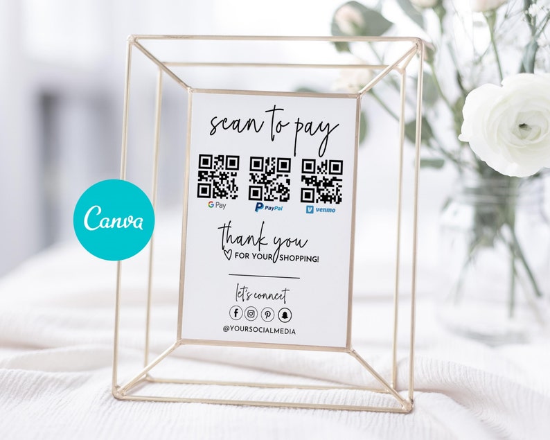 Editable QR Code Sign Template Printable Scan to Pay Sign - Etsy