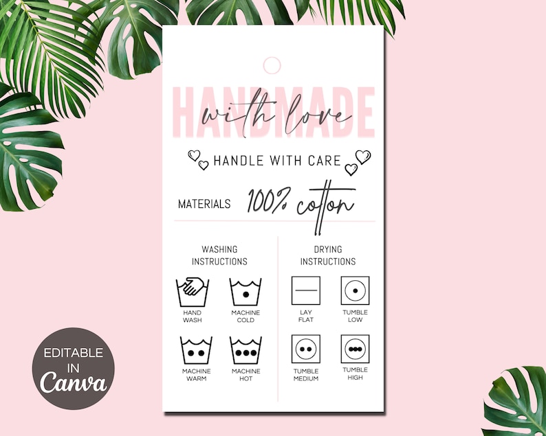 Editable Handmade Clothing Tag Printable Custom Clothing Tags - Etsy
