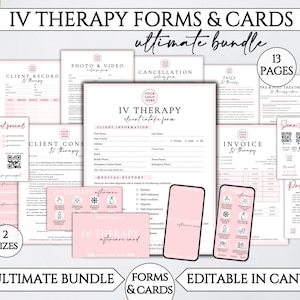 IV Therapy Client Intake Form Bundle, Editable IV Therapy Consent ...