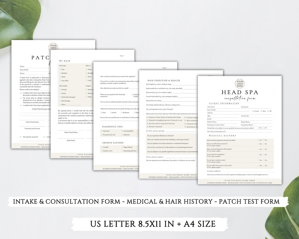 Head Spa Forms Bundle, Editable Japanese Head Spa Consent Forms, Beauty ...