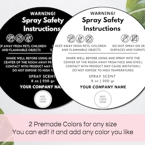 Room Spray Warning Label Template, Editable Spray Caution Label ...