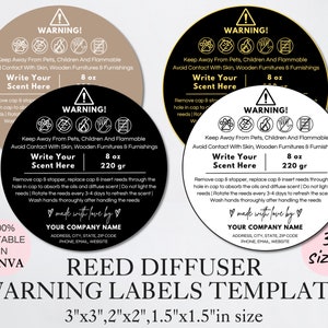 Reed Diffuser Warning Label Template, Editable Reed Diffuser Caution ...