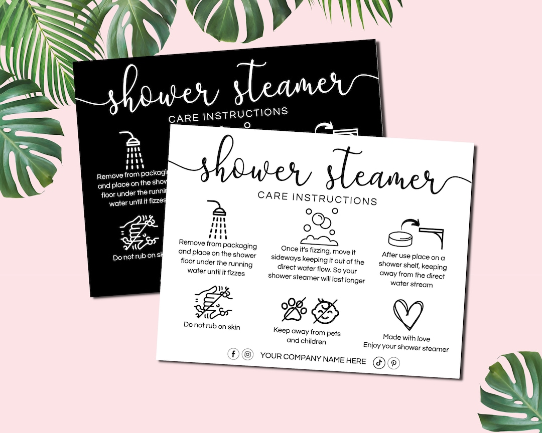 Editable Shower Steamer Care Card, Printable Shower Fizzer Care ...