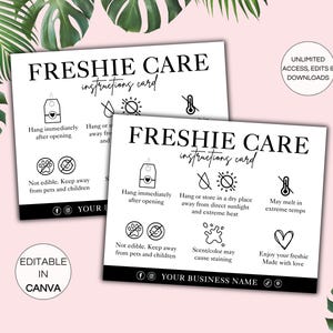Editable Freshie Care Card Template, Printable Freshie Care ...