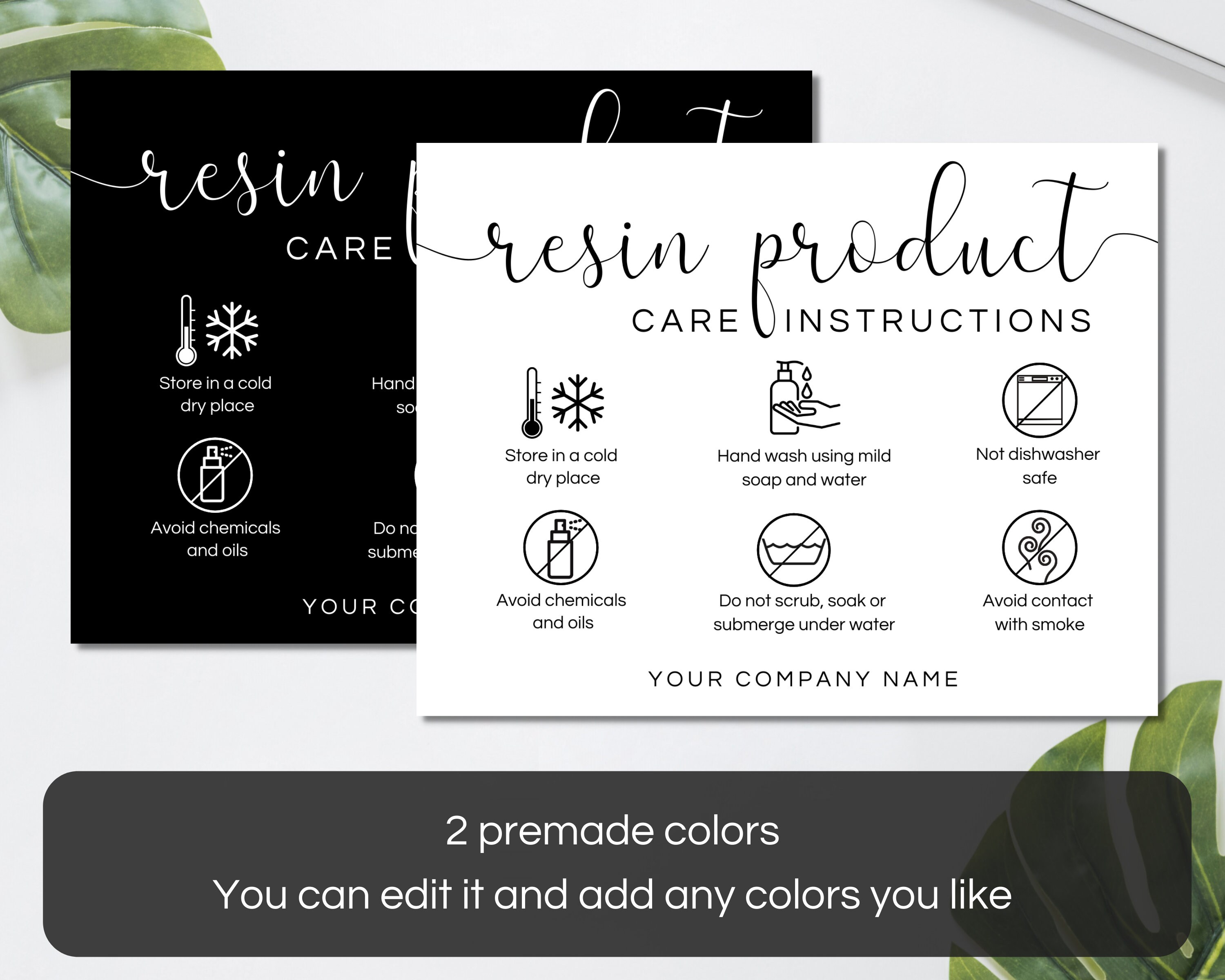 Resin Care Card Canva Template, Editable Resin Instructions Care Card ...