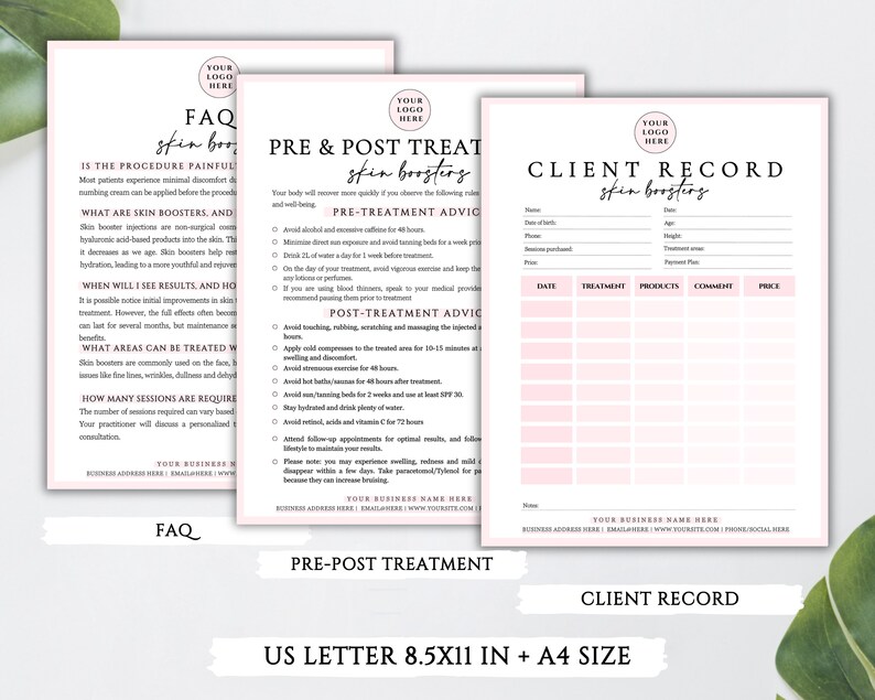 Skin Booster Client Intake Form Bundle, Editable Skin Injections ...