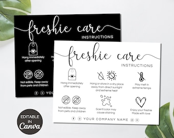 Editable Freshie Care Card Template, Printable Freshie Care ...