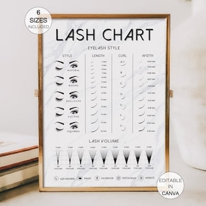 Lash Chart Guide Poster, Digital Eyelash Extension Decor, Editable ...