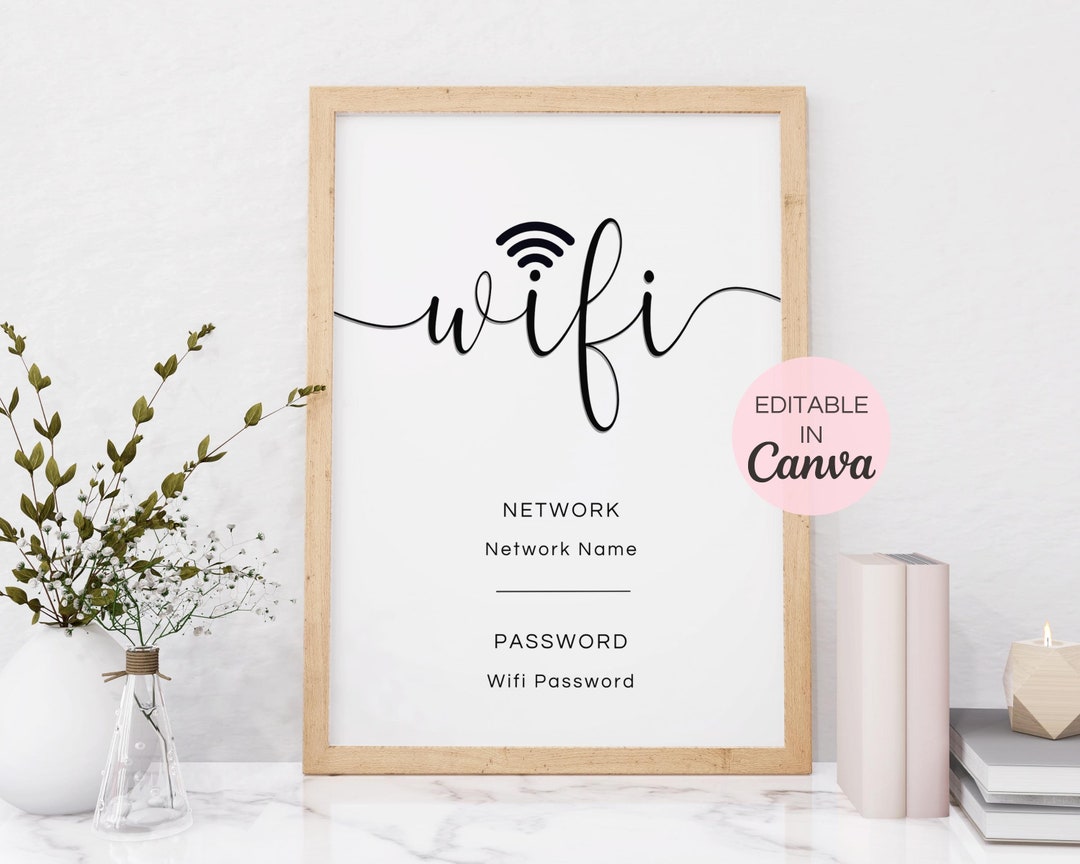 Wifi Sign Template Custom Wifi Password Sign Editable Airbnb - Etsy