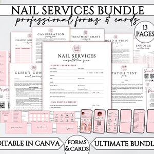 Nail Consent Form, Editable Nails Business Bundle, Nails Aftercare Card ...