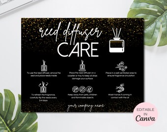 Editable Reed Diffuser Care Card Template, Reed Diffuser Care ...