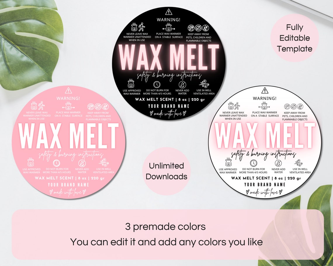 Wax Melts Warning Label Template Printable Wax Melt Safety - Etsy