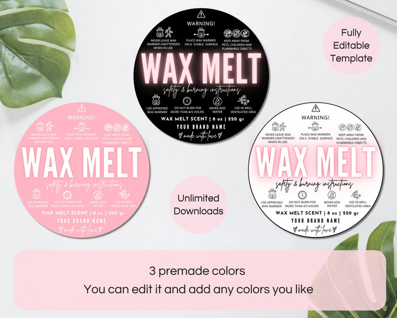 Wax Melts Warning Label Template Printable Wax Melt Safety - Etsy