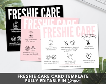 Editable Freshie Care Card Template, Printable Freshie Care ...