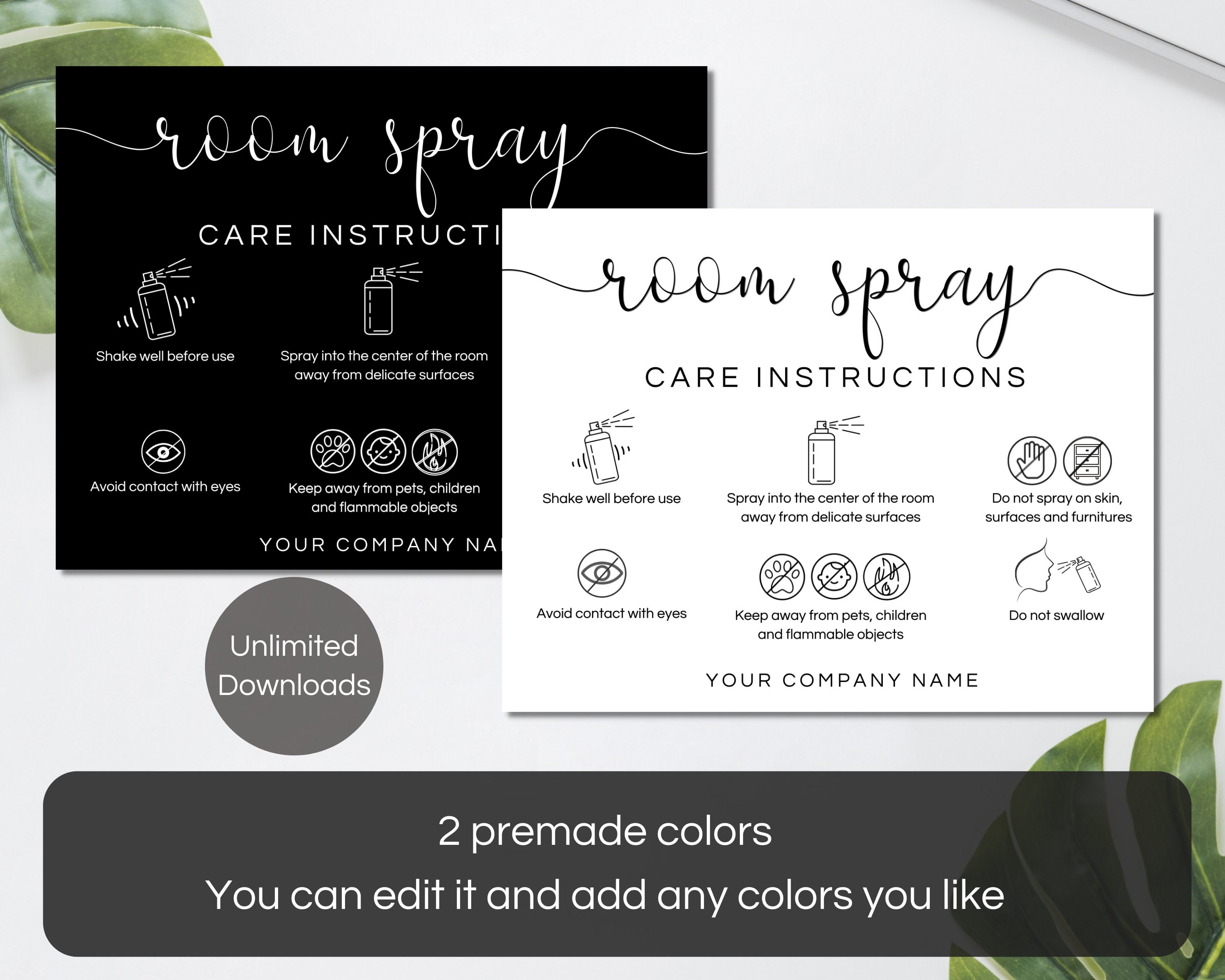 Room Spray Care Card Template Editable Room Spray Care - Etsy