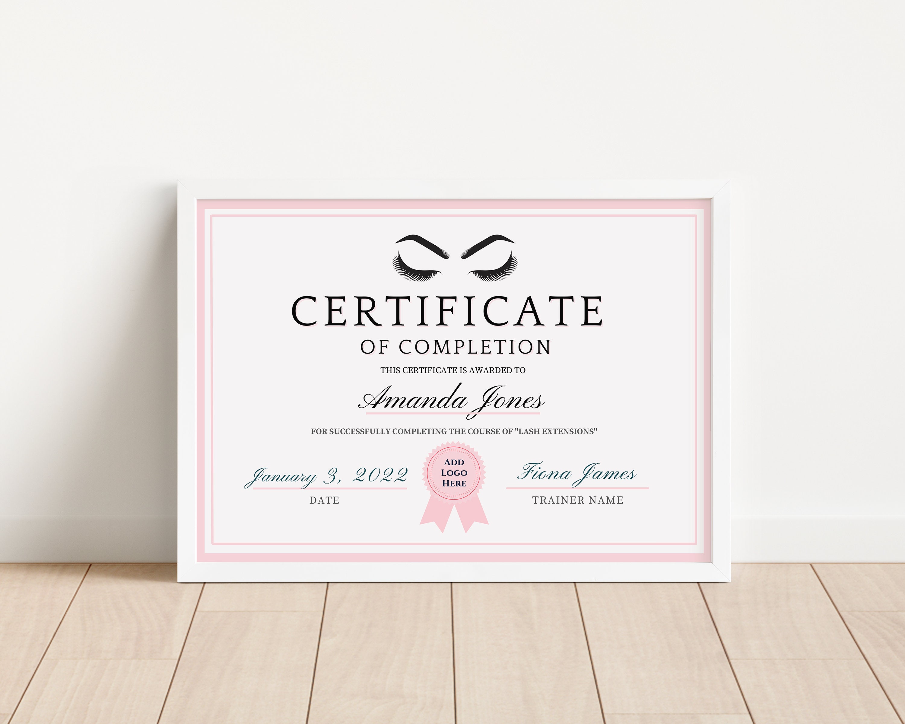 Editable Lash Certificate of Completion Template Printable - Etsy