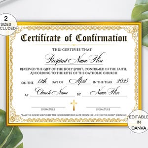 Fake Catholic Confirmation Certificate - Etsy