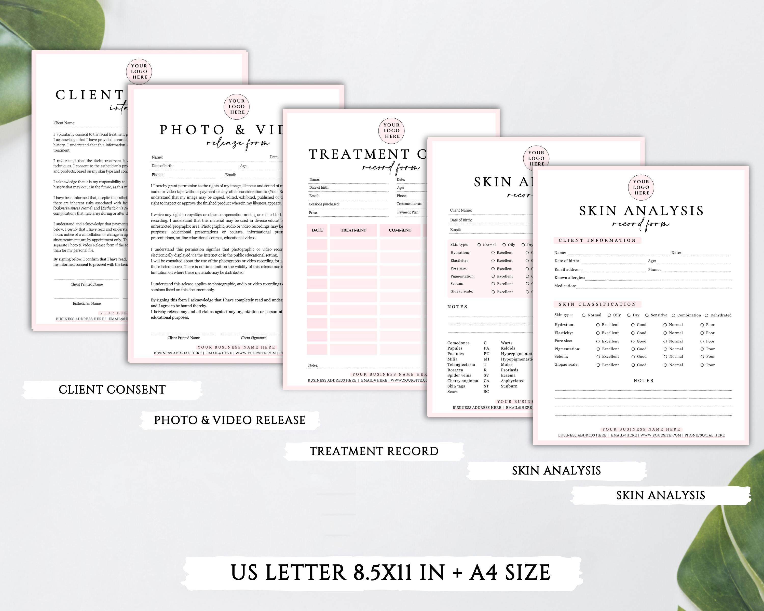 Facial Treatment Forms, Editable Facial Consultation Form, Printable ...