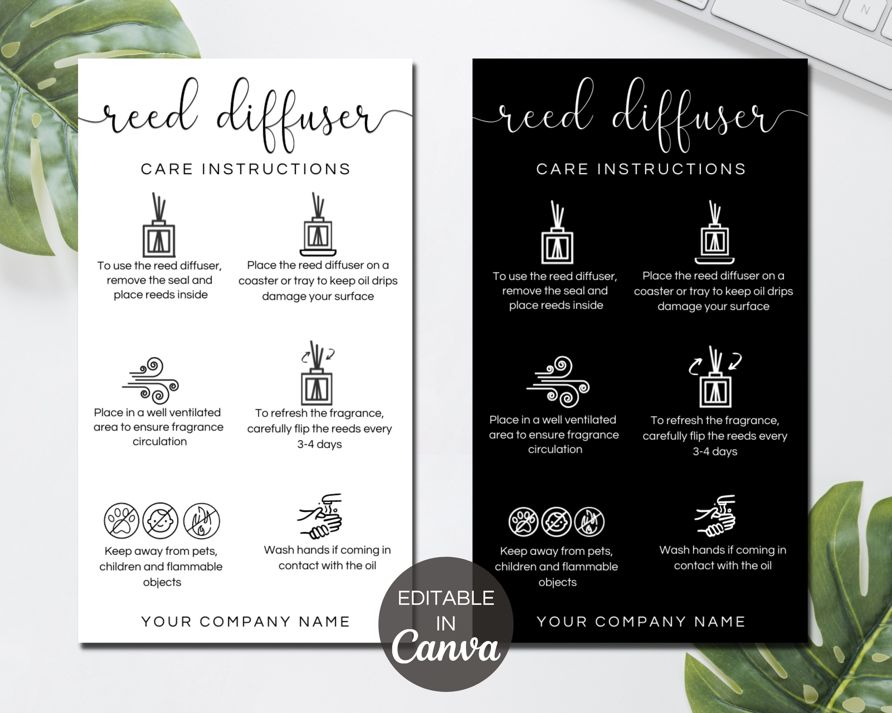 Reed Diffuser Care Card Template Editable Reed Diffuser Care - Etsy