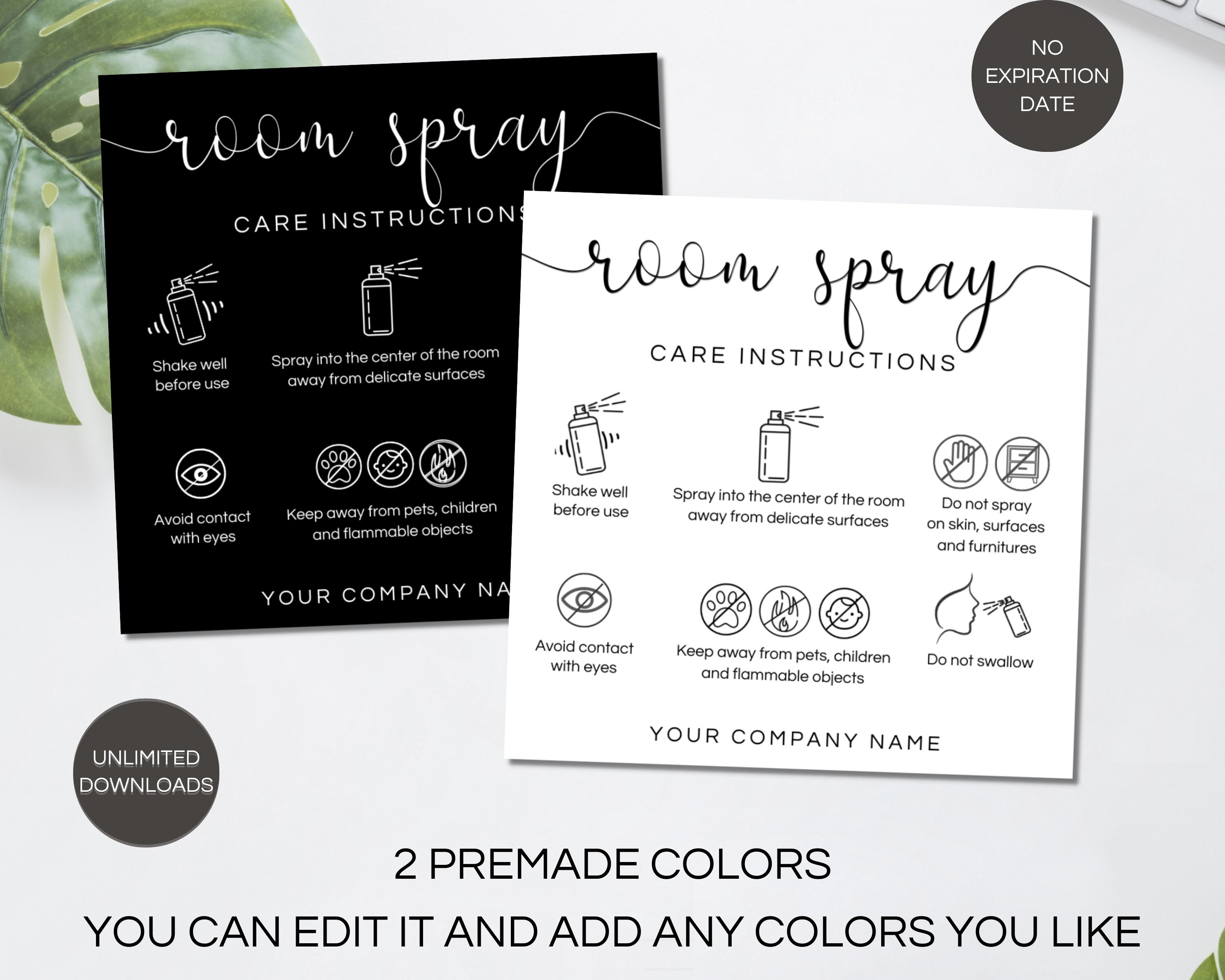Room Spray Care Card Template Editable Room Spray Care - Etsy
