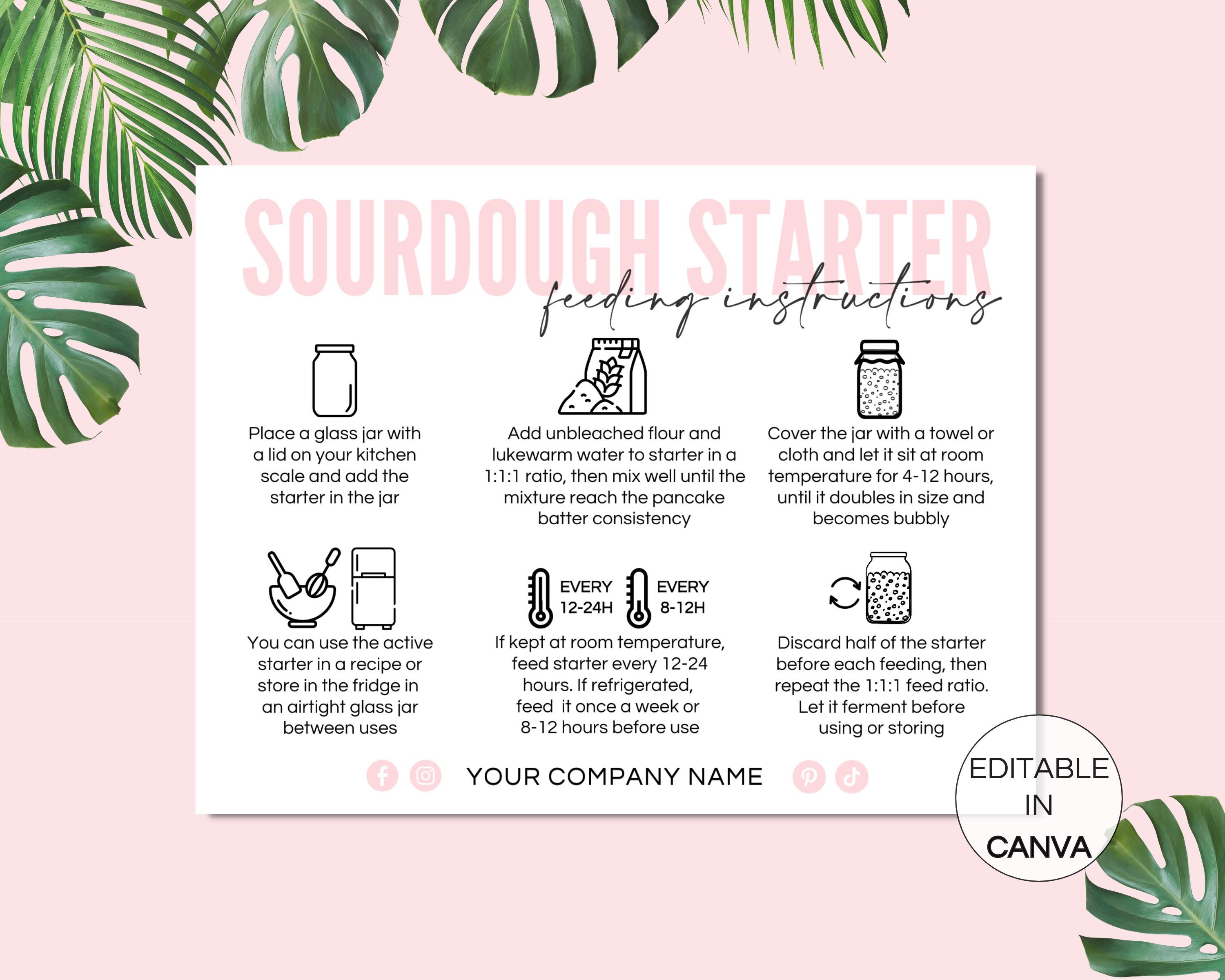 Editable Sourdough Starter Instructions, Sourdough Starters Feeding ...