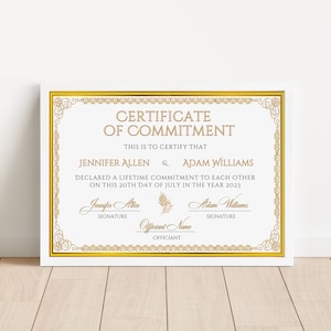 Commitment Certificate Template, Editable Certificate of Commitment, Printable Commitment ...