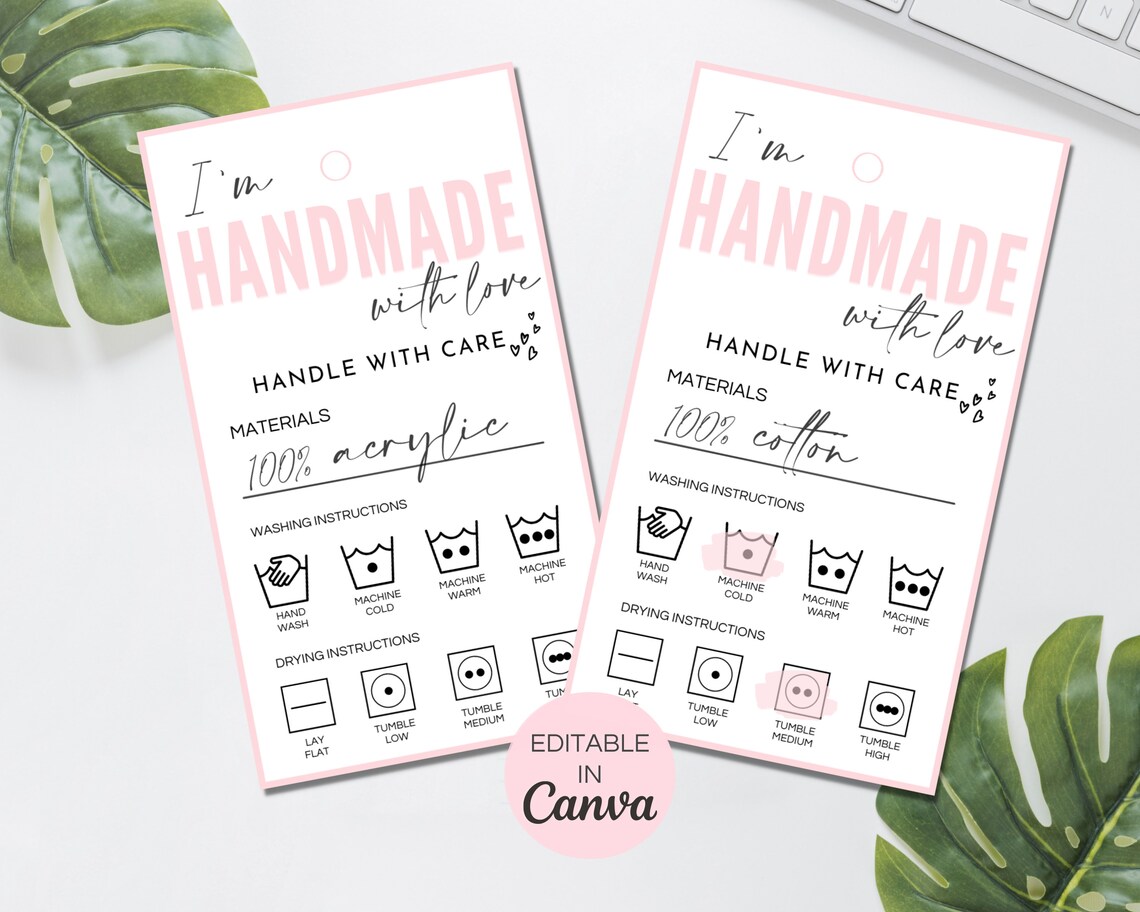 Im Handmade Editable Clothing Tag Hang Tag Canva Template - Etsy