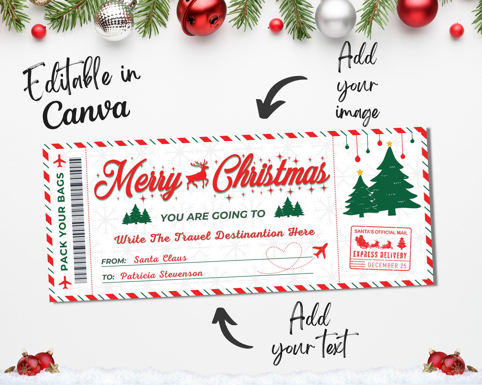 Christmas Boarding Pass Template Editable Christmas Plane - Etsy Christmas Boarding Pass Template Editable Christmas Plane - Etsy