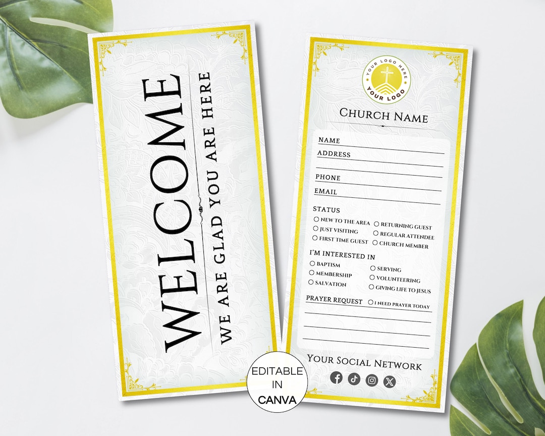 Church Connection Flyer Card Template, Editable Church Connect Card ...