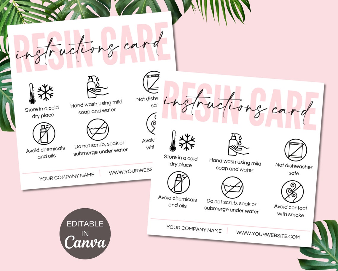 Editable Resin Care Card Printable Resin Product Care - Etsy