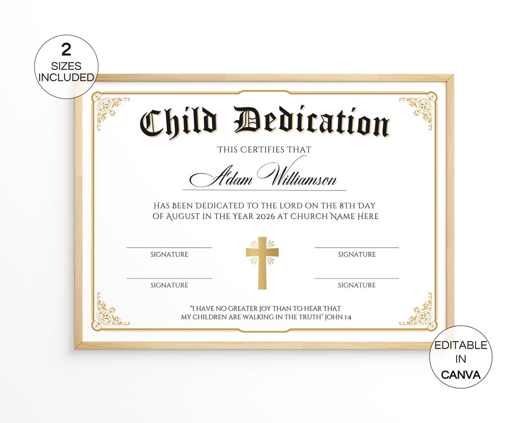 Child Dedication Certificate, Printable Baby Dedication Certificates ...