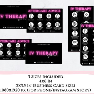 IV Therapy Aftercare Cards, Editable IV Hydration Care Card, Printable ...