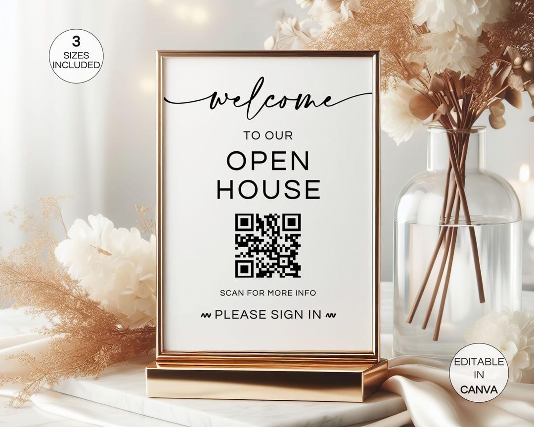 Welcome to Our Open House Sign, Open House Sign With QR Code, Printable ...