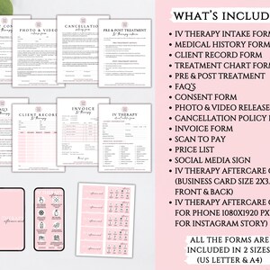 IV Therapy Client Intake Form Bundle, Editable IV Therapy Consent ...