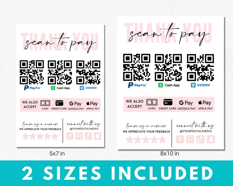Editable QR Code Sign Canva Template Printable Scan to Pay - Etsy UK