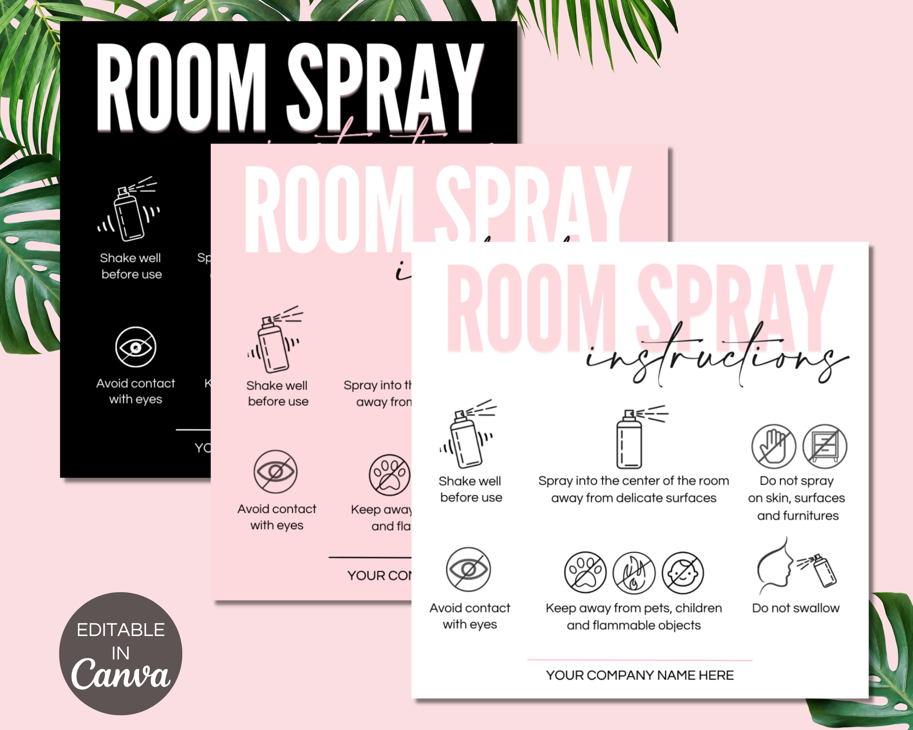 Room Spray Care Card Editable Room Spray Care Instructions - Etsy