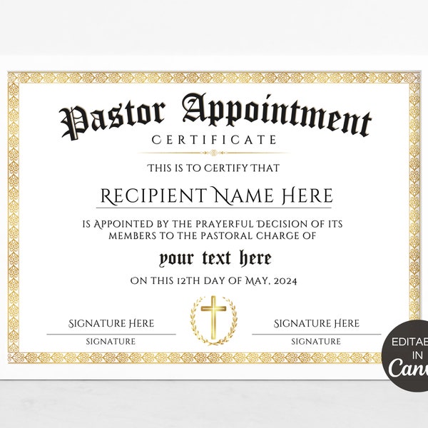 Certificate of Appointment Template - Etsy