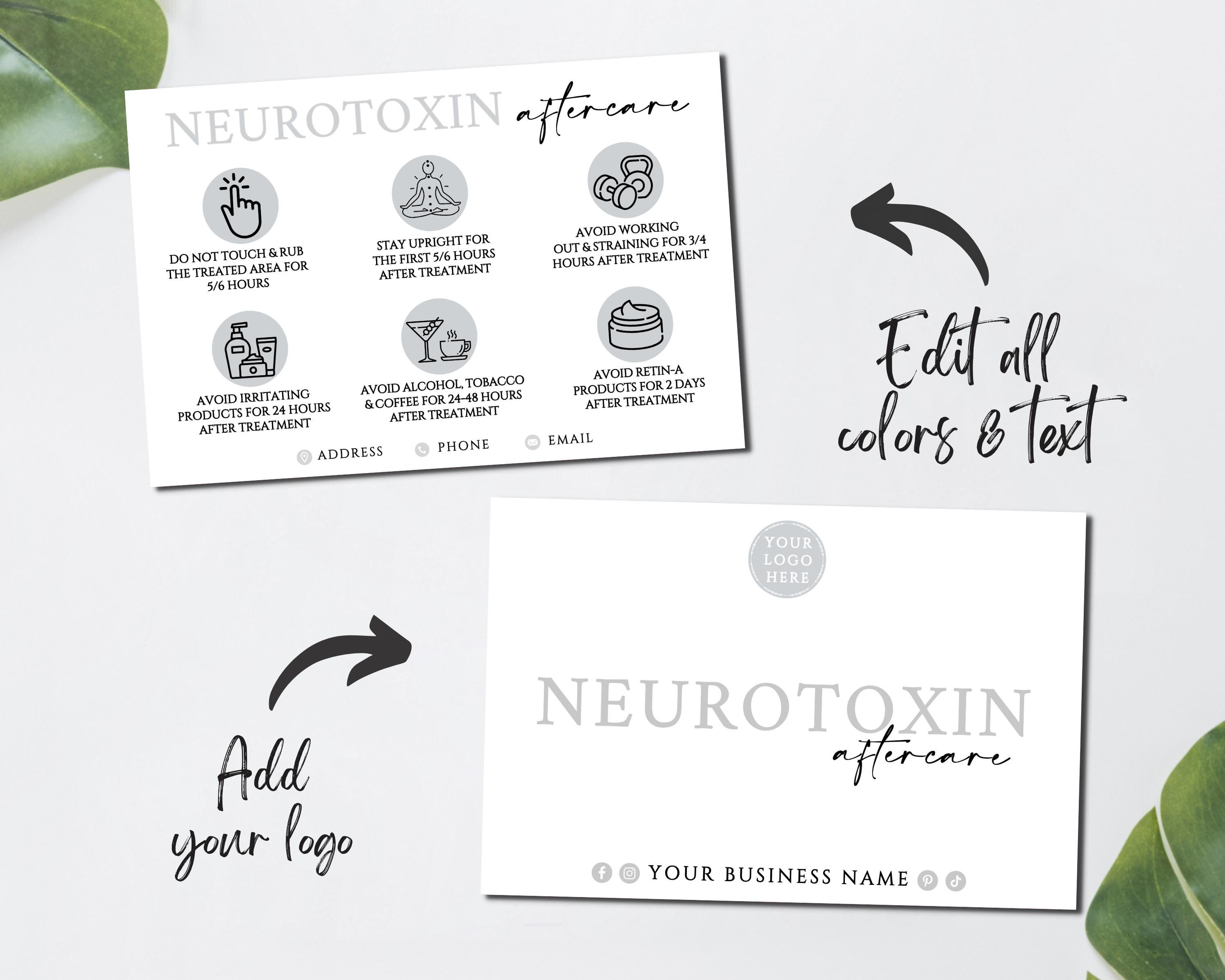 Neurotoxin Aftercare Card, Editable Nurse Injectors Neurotoxin Care ...