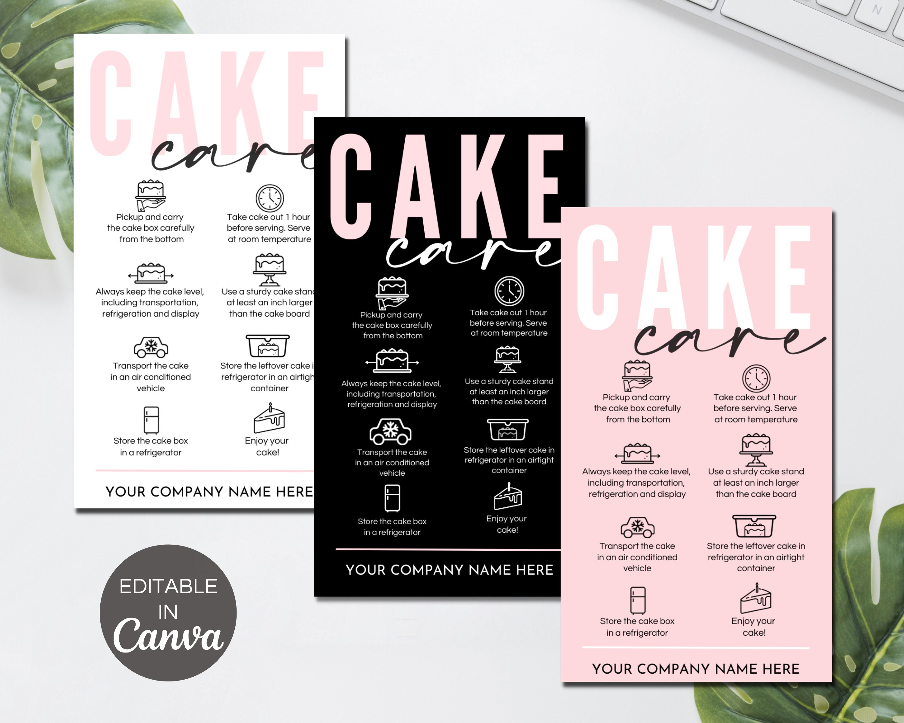 Cake Care Card Editable Template Wedding Cake Care Cards - Etsy Australia